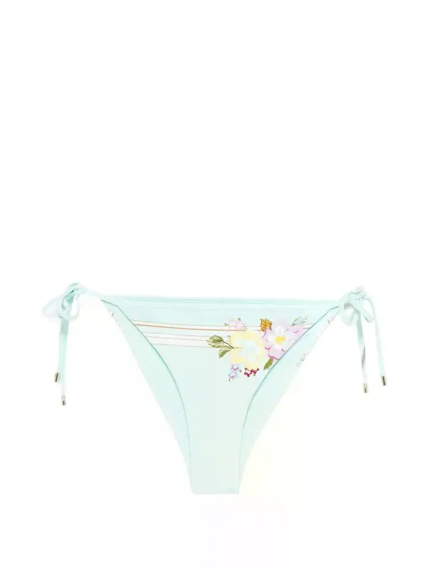 SELF-PORTRAIT Floral String Bikini Bottoms - Green