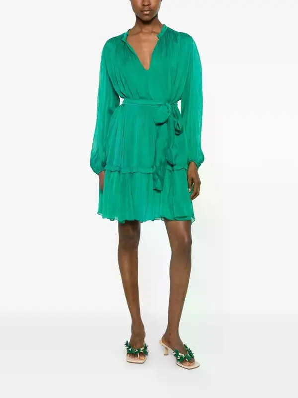 SOLOTRE V-neck Belted Mini Dress