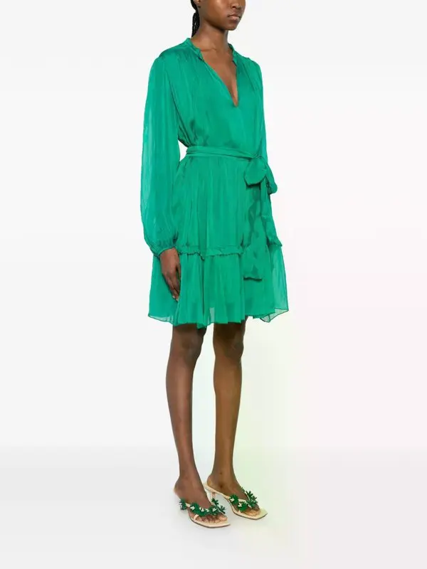 SOLOTRE V-neck Belted Mini Dress