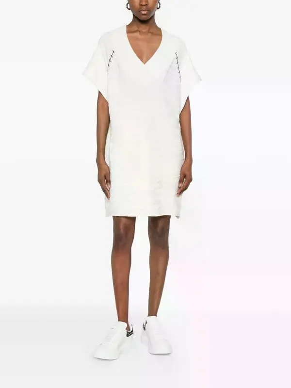 Just Cavalli V-neck Mini Dress With Stitch Detail