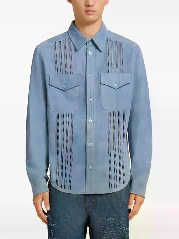 Marni Cut-out Flap-pocket Shirt - Blue