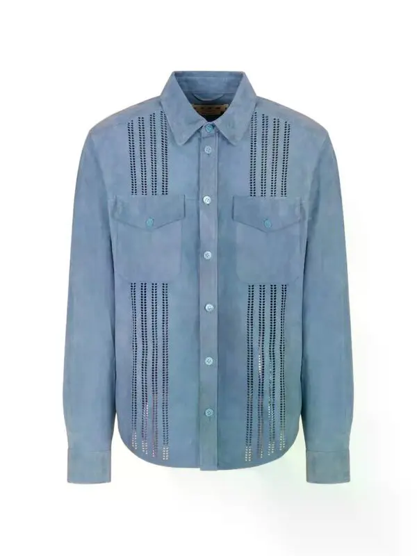 Marni Suede Shirt With Cut-out Detailing - Blue