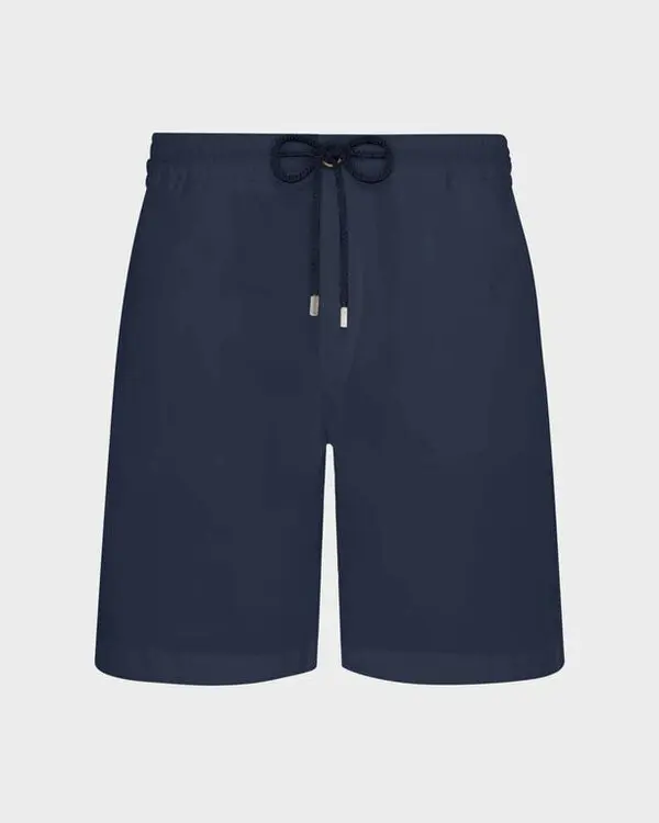 Vilebrequin Solid Satin Cotton Elastic Waist Bermuda Shorts