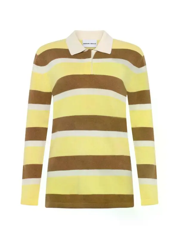 EMERSON RENALDI Striped Collared Polo Shirt