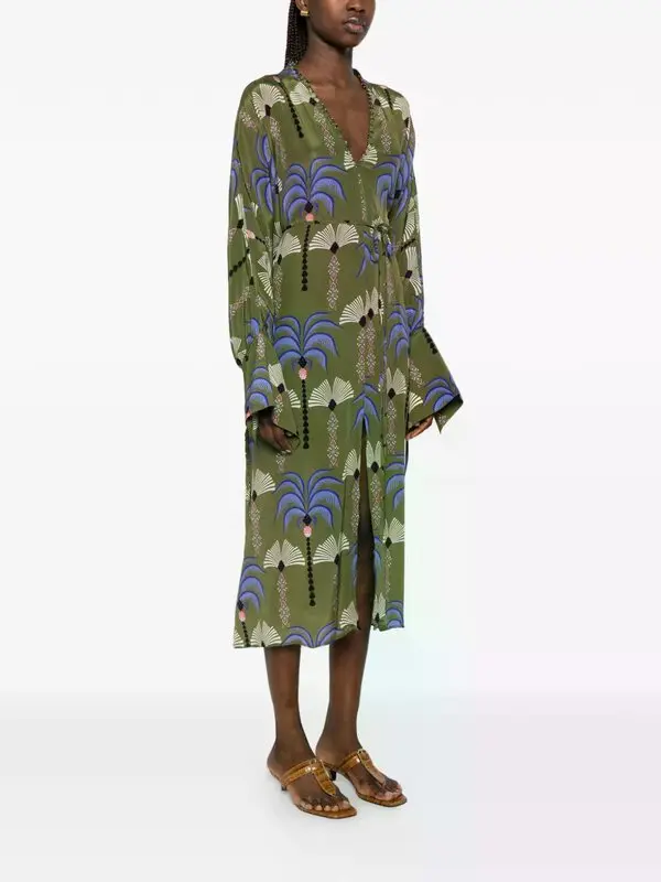 Anjuna Cassandra Palm-print Maxi Dress - Green