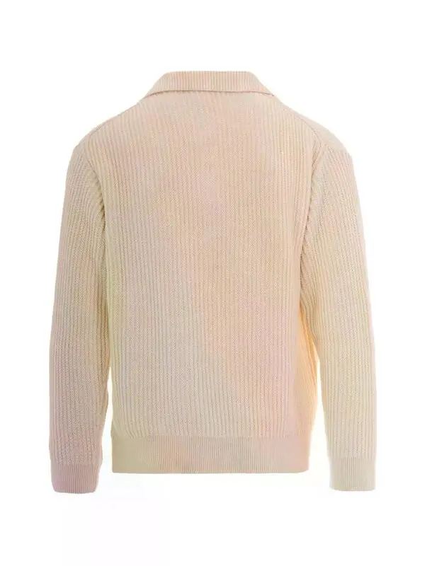 Maison Kitsuné Polo-collar V-neck Sweater - Neutrals