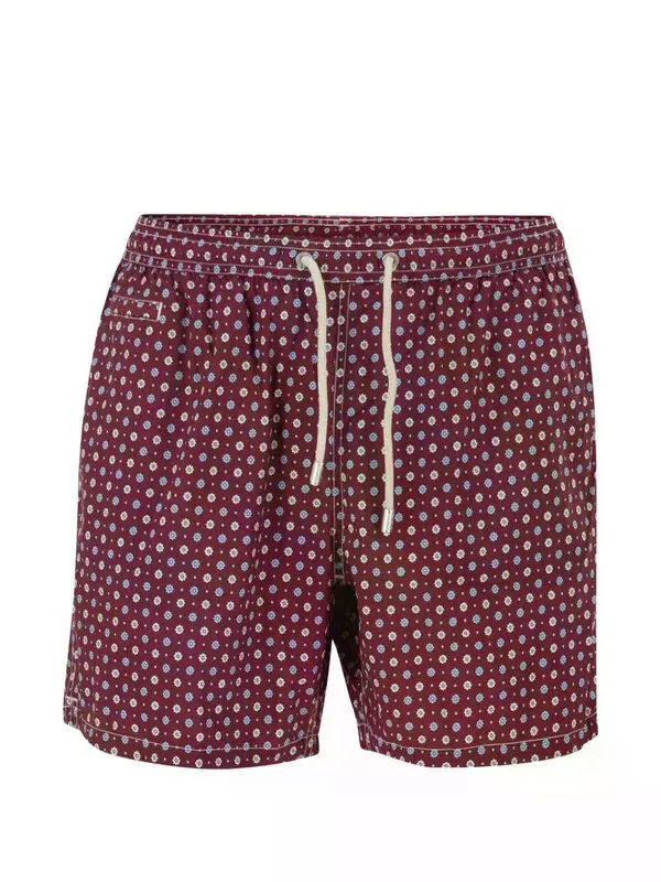 MC2 SAINT BARTH Micro-print Drawstring Swim Shorts - Red