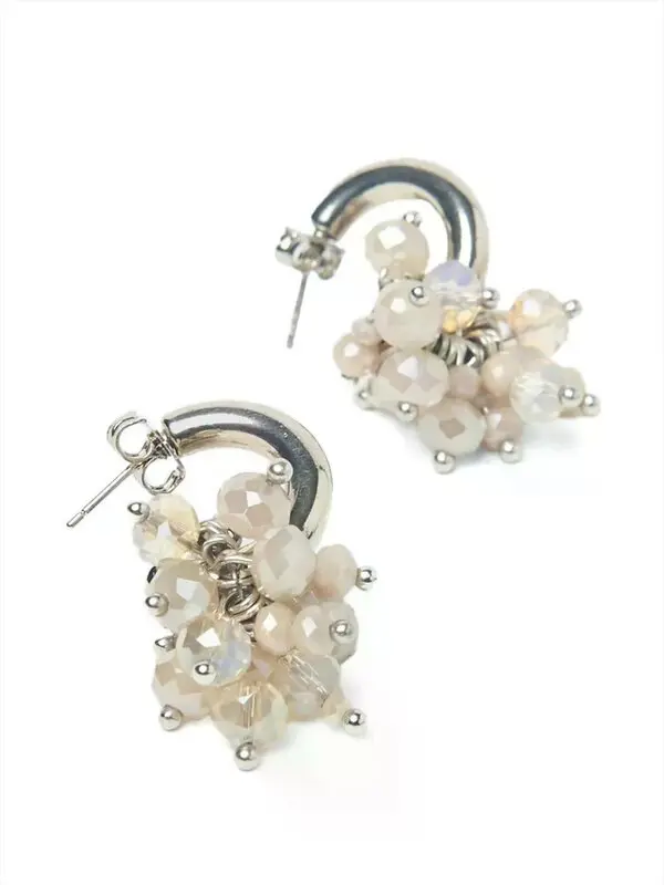 Peserico Beaded Hoop Earrings - Silver