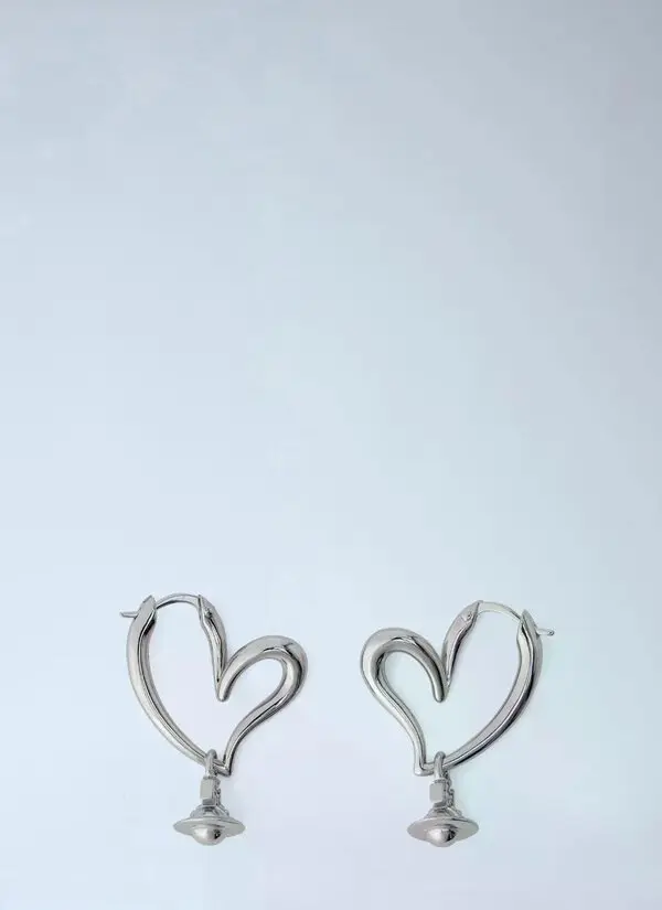 VIVIENNE WESTWOOD Emily Heart-shaped Hoop Earrings - Silver