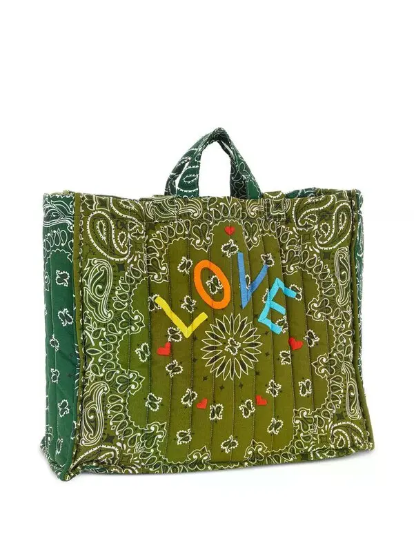 Call It By Your Name Maxi Cabas Reversible Patchwork Tote - Green