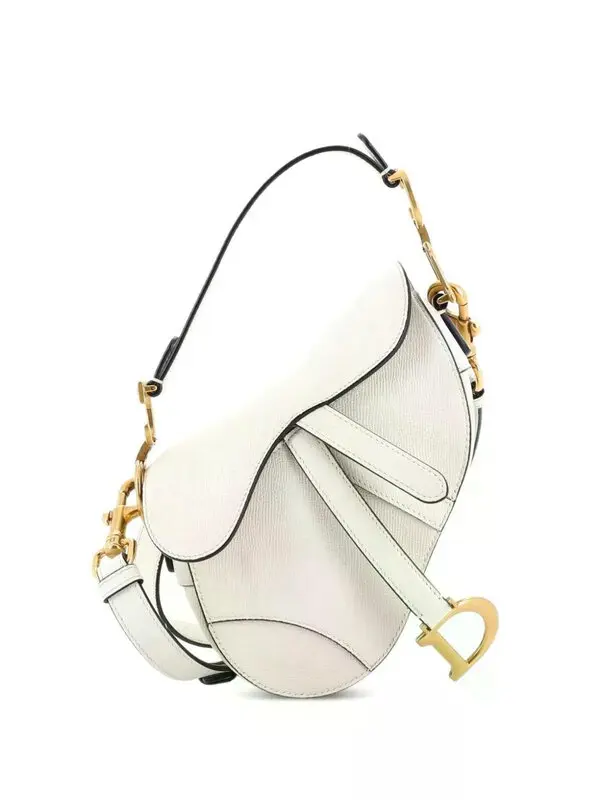 Dior Saddle Handbag With Strap - White