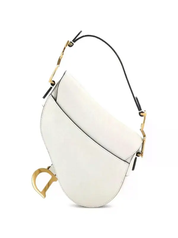 Dior Saddle Handbag With Strap - White