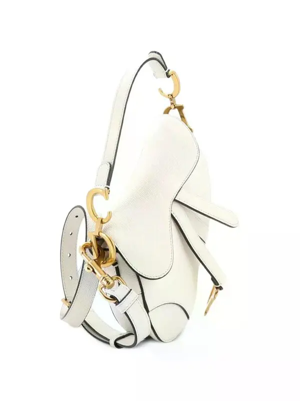 Dior Saddle Handbag With Strap - White