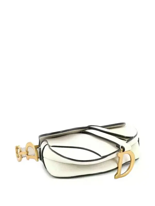 Dior Saddle Handbag With Strap - White