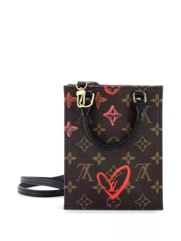 LOUIS VUITTON Petit Sac Plat Limited Edition Fall In Love Monogram Tote - Brown