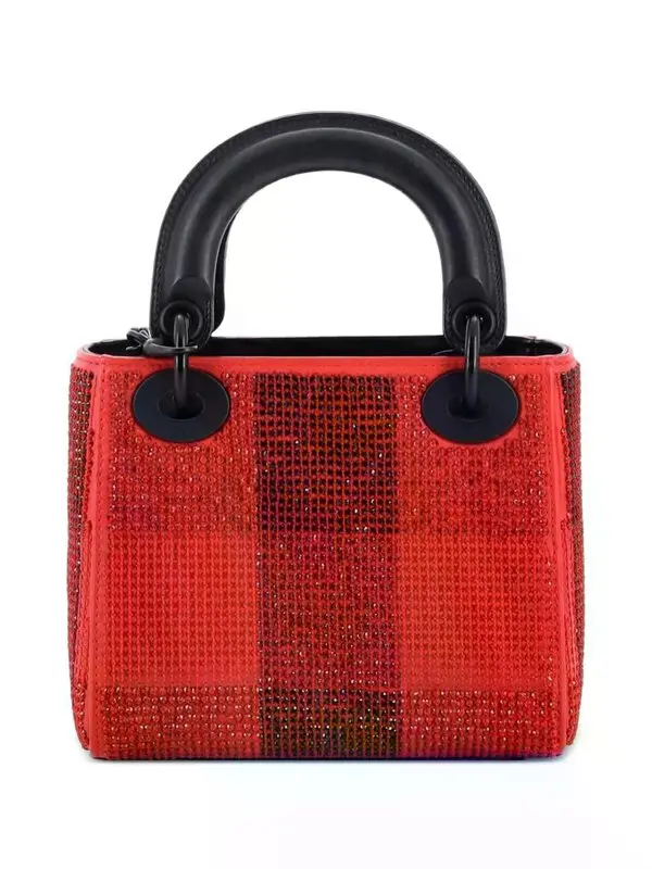 Dior Lady Embellished Leather Mini Crossbody Bag - Red