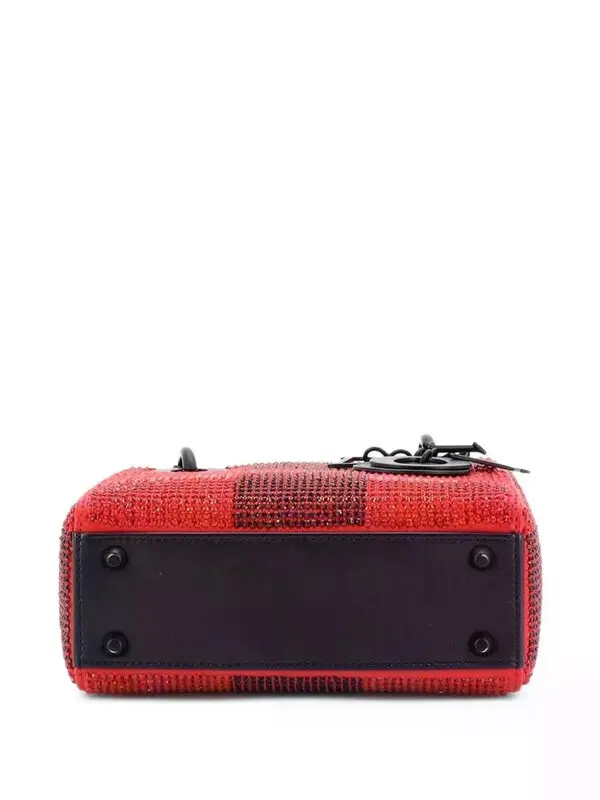 Dior Lady Embellished Leather Mini Crossbody Bag - Red