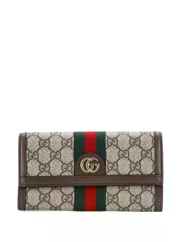 Gucci Ophidia Continental Wallet Gg Coated Canvas Small Wallets - Brown