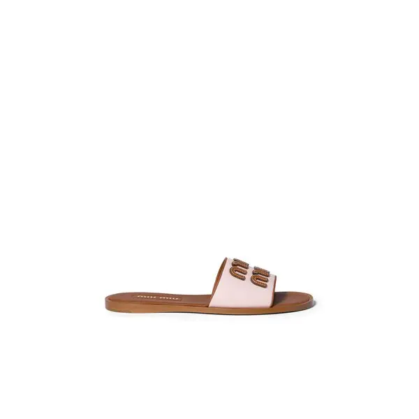 Miu Miu Canvas And Leather Slides