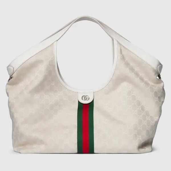 Gucci Giglio Large Gg Canvas Tote - White