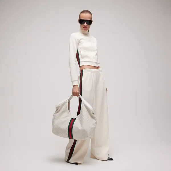 Gucci Giglio Large Gg Canvas Tote - White