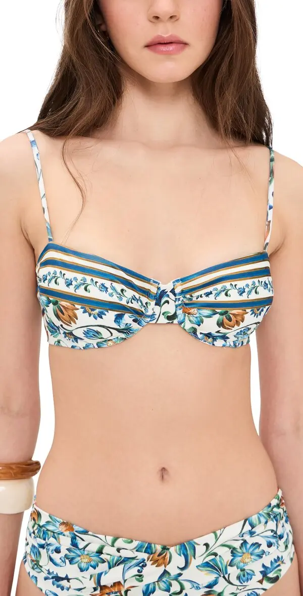 Farm Rio Flora Tile Underwire Bikini Top - Flora Tile Off White