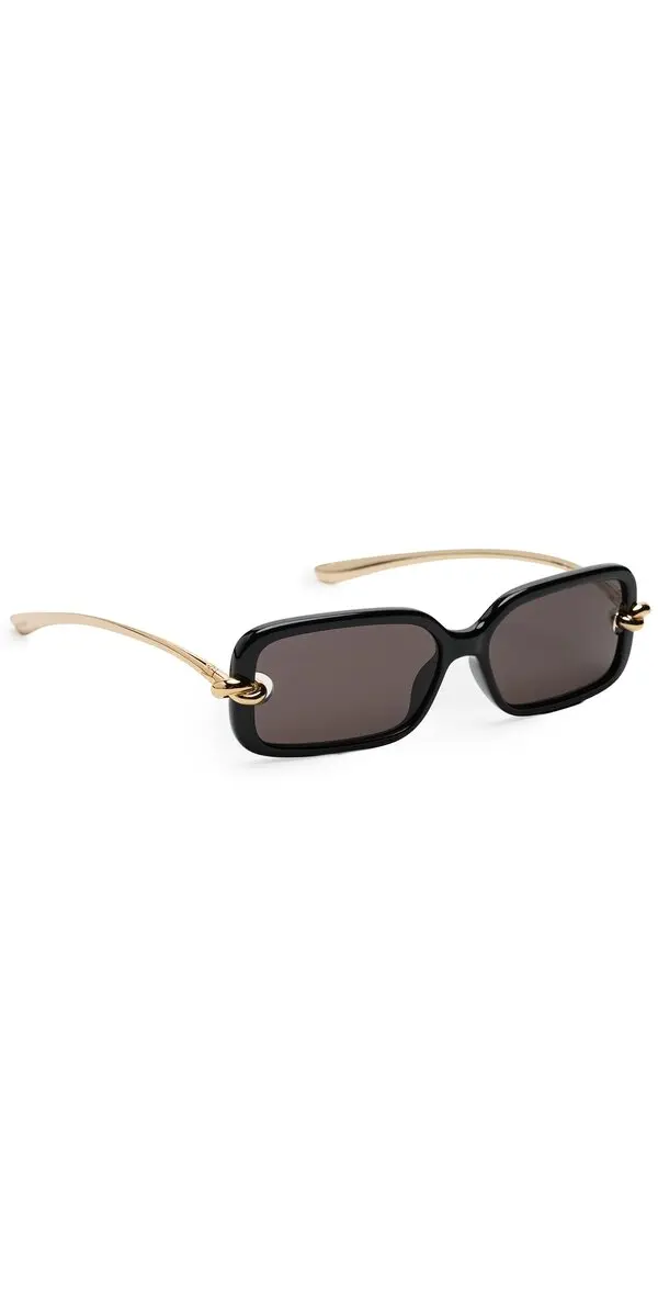 Bottega Veneta Knot Square Sunglasses - Black-gold-grey
