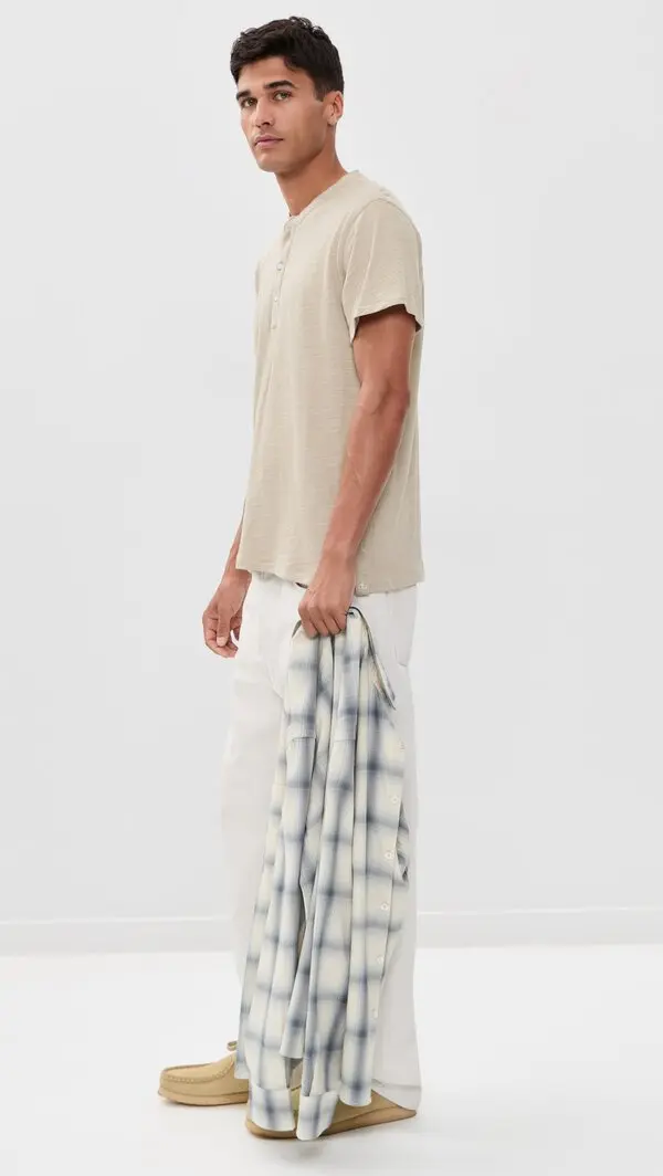 Rag & Bone Classic Flame Short Sleeve Henley Tee - Taupe