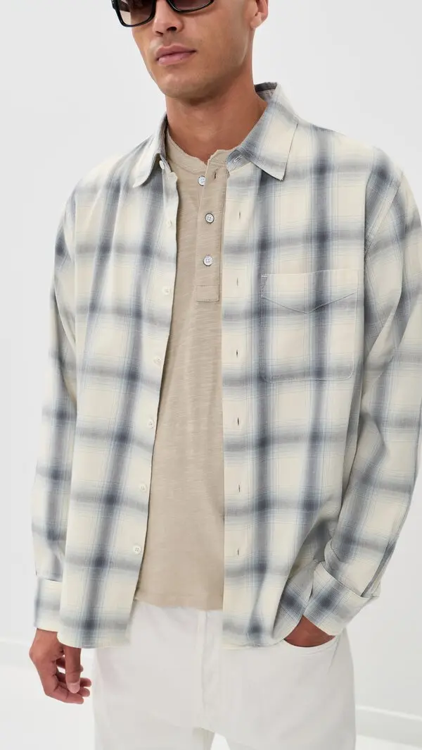 Rag & Bone Classic Flame Short Sleeve Henley Tee - Taupe