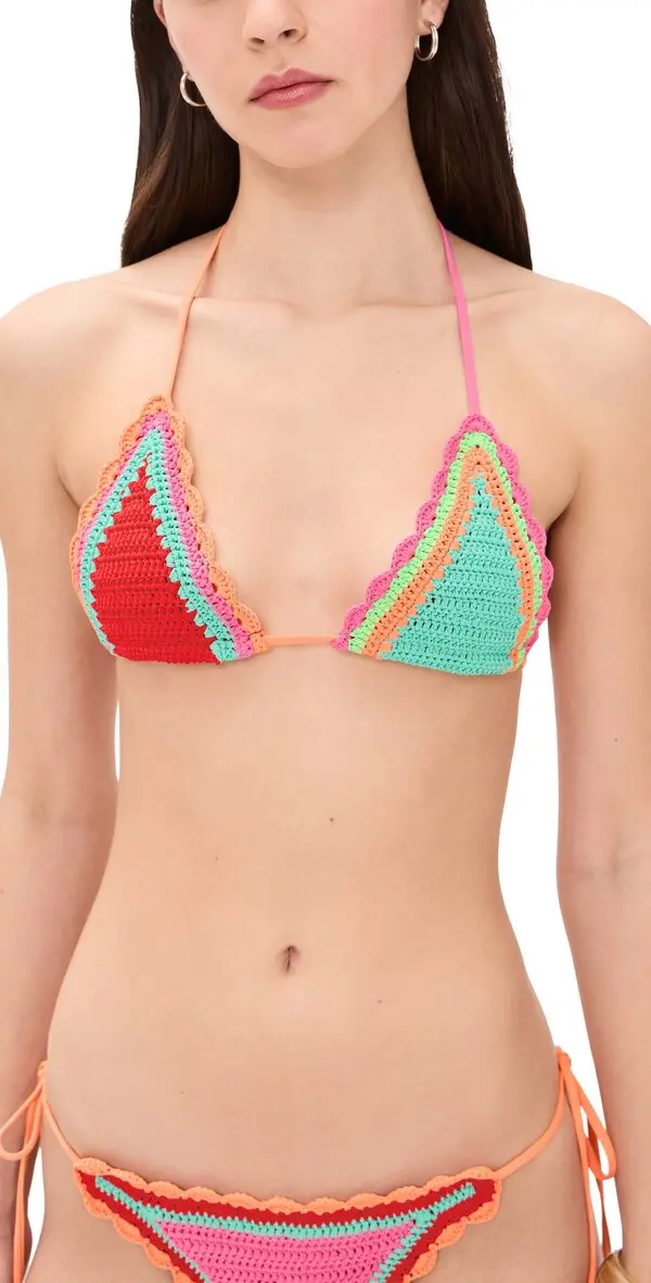 Beach Riot Winona Triangle Bikini Top - Aqua Haze Crochet