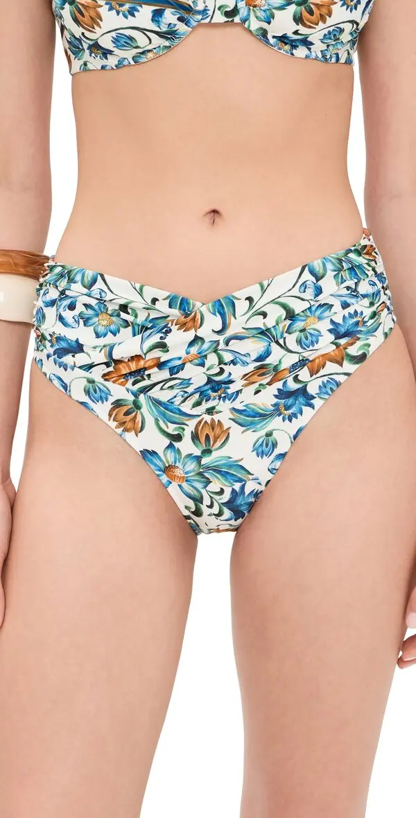 Farm Rio Flora Tile Hot Pants Bikini Bottoms - Flora Tile Off White