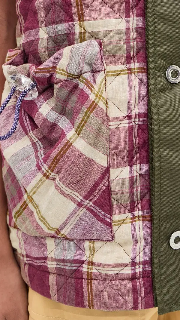 MARBELL Kate Vest Quilted Plaid Sleeveless With Funnel Neck - Red Smoothie