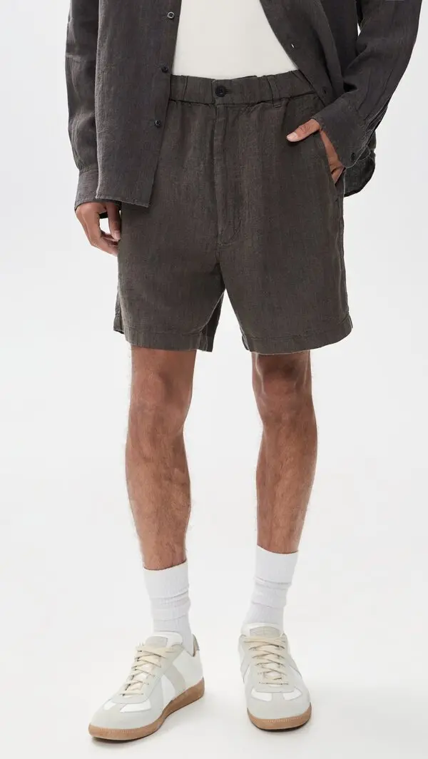 Madewell Linen Pull-on Shorts - Chocolate