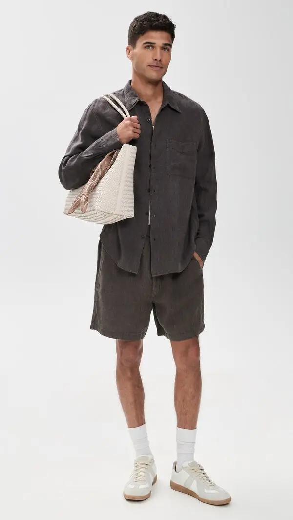 Madewell Linen Pull-on Shorts - Chocolate
