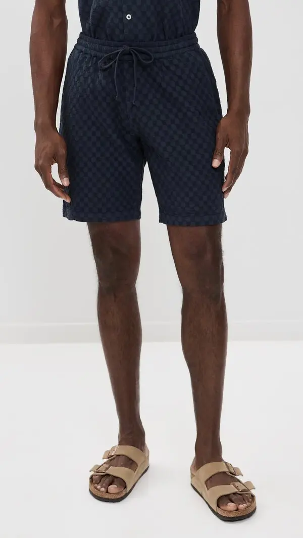Universal Works Textured Check Cotton Shorts