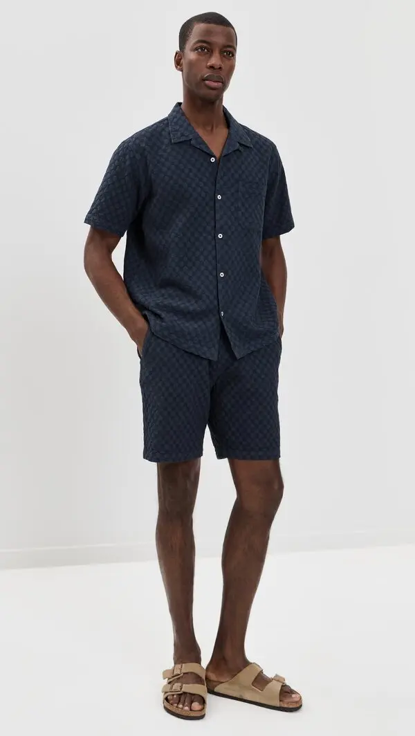 Universal Works Textured Check Cotton Shorts