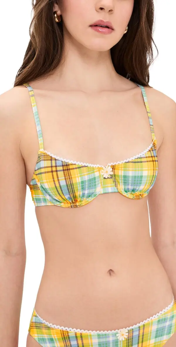 Solid & Striped The Daphne Bikini Top - Multi Plaid