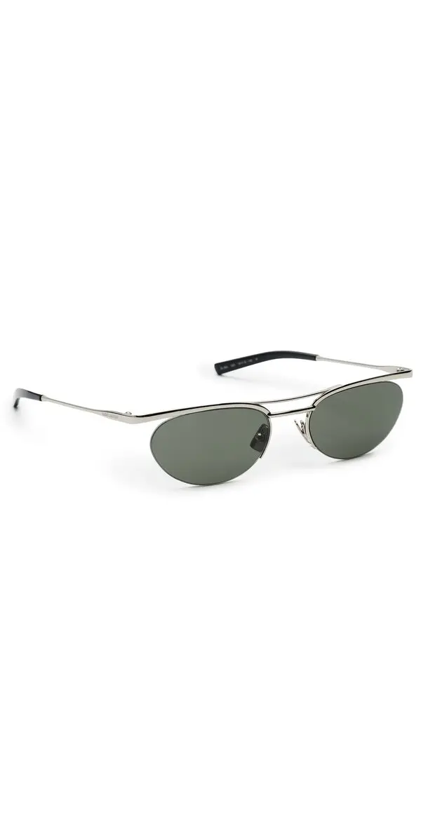 Saint Laurent Metal Aviator Sunglasses - Silver-silver-grey