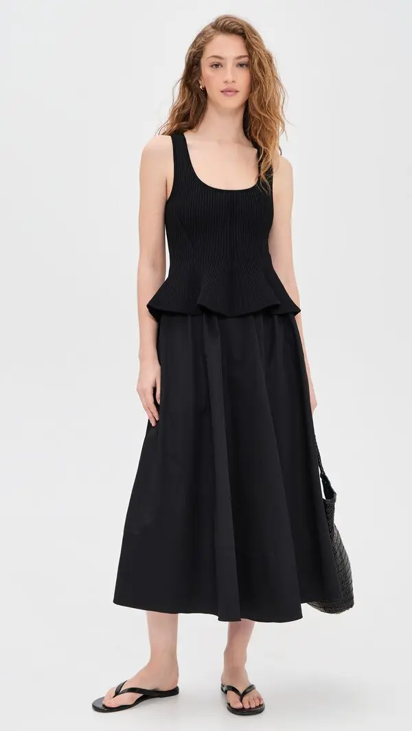 LA LIGNE Peplum Combo Midi Dress