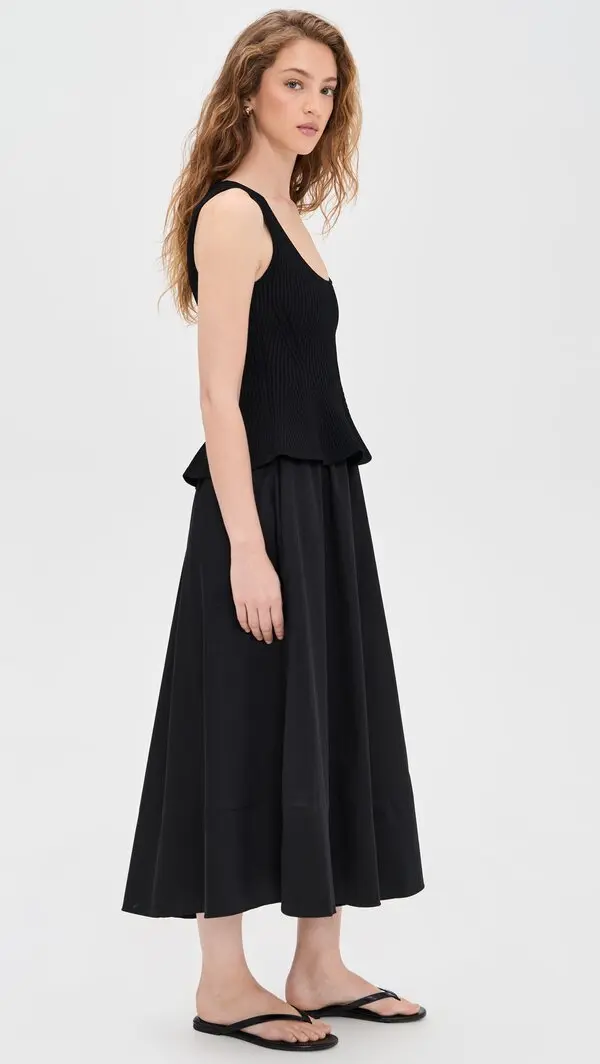 LA LIGNE Peplum Combo Midi Dress