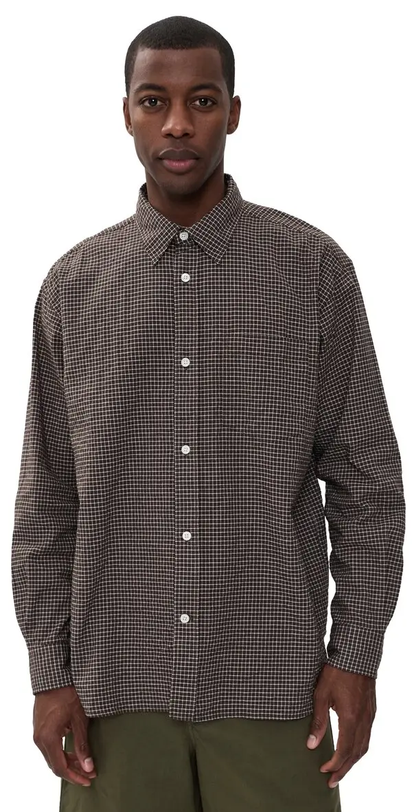 Norse Projects Espevik Check Oversized Shirt - Taupe
