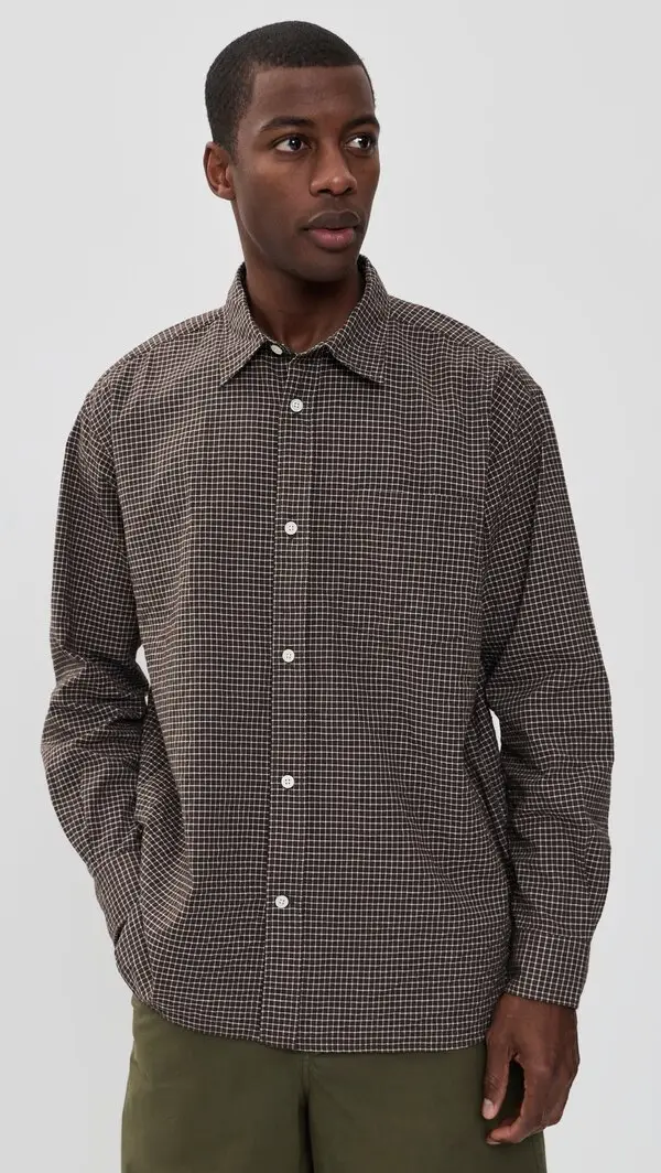 Norse Projects Espevik Check Oversized Shirt - Taupe