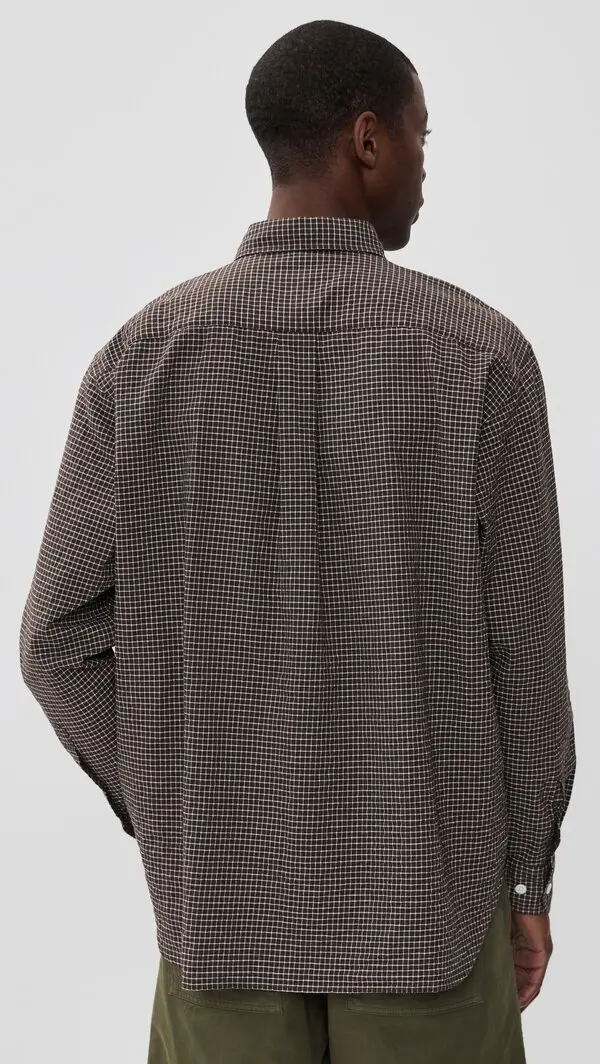 Norse Projects Espevik Check Oversized Shirt - Taupe