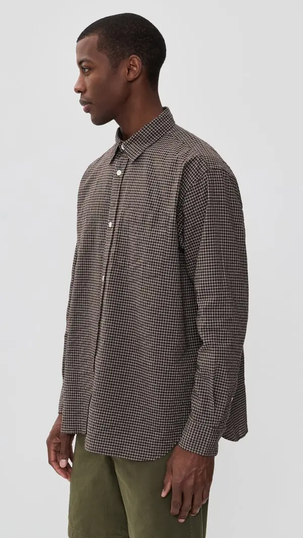 Norse Projects Espevik Check Oversized Shirt - Taupe
