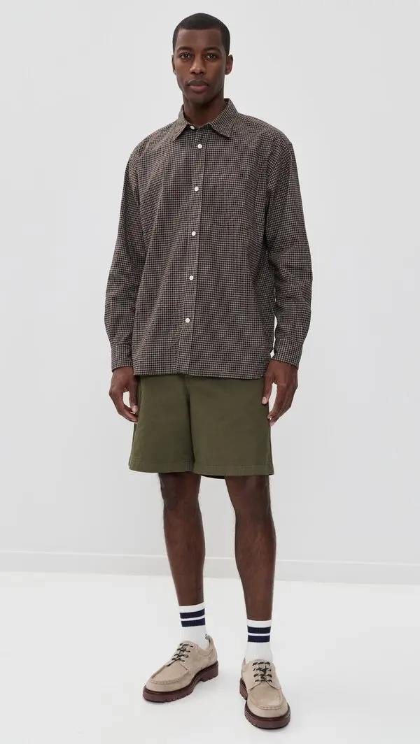 Norse Projects Espevik Check Oversized Shirt - Taupe