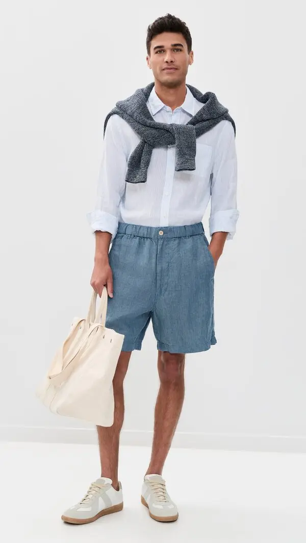 Madewell Linen Pull-on Shorts - Light Chambray