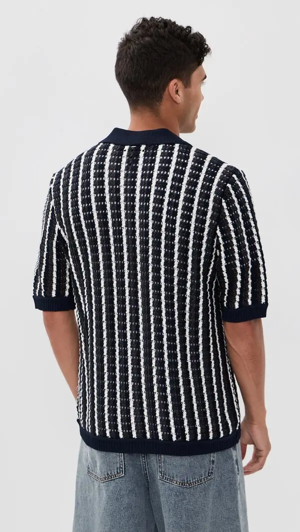 Rag & Bone Dalton Short Sleeve Crochet Shirt - Navml