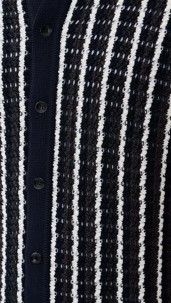 Rag & Bone Dalton Short Sleeve Crochet Shirt - Navml