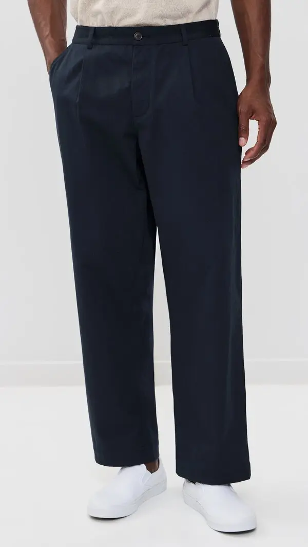 Universal Works Duke Pleated Trousers - Navy
