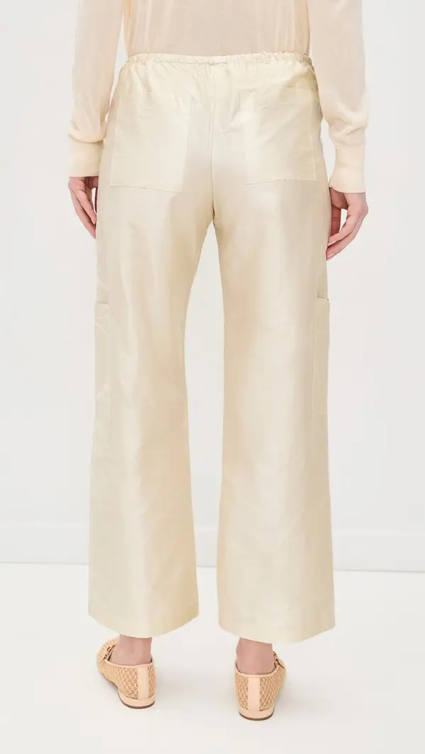 Donni. Taffeta Drawstring Cargo Pants - Creme